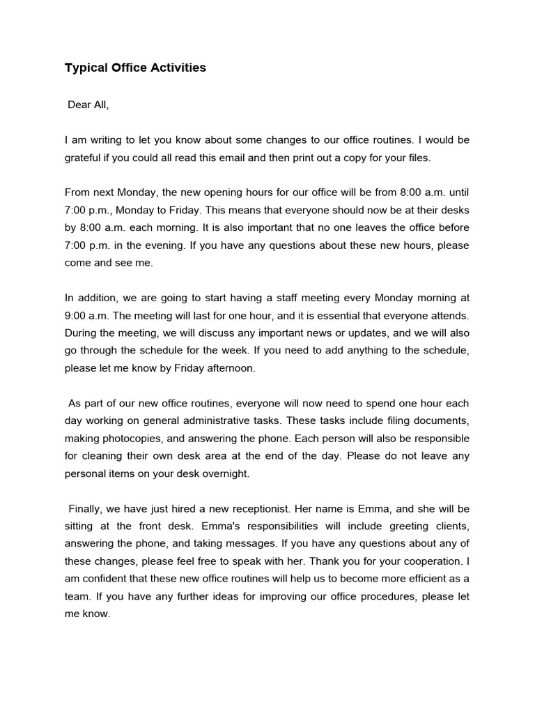 Typical Office Activities | PDF