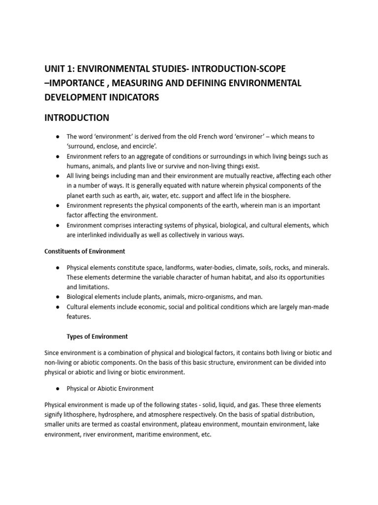 EVS Chapter 1 Sem2 | PDF | Earth Sciences | Natural Environment