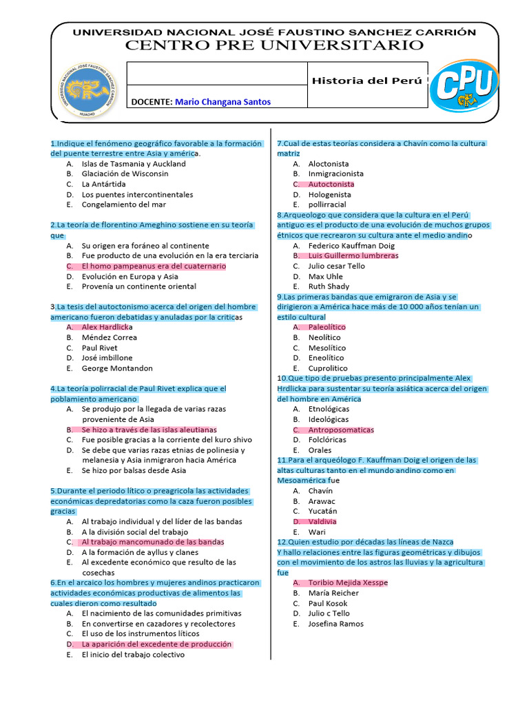 REPASO CPU Claves Resueltas | PDF | Imperio Inca | Perú