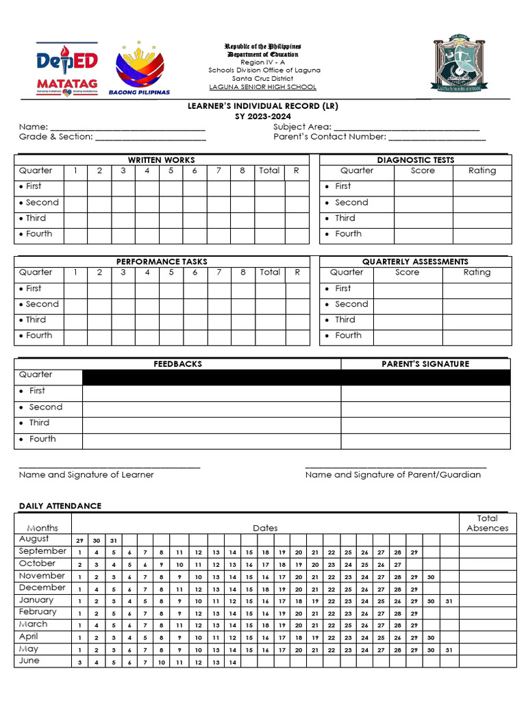 Individual-Learners-Record-LR-WITH-NEW-LOGO | PDF | Learning | Cognition