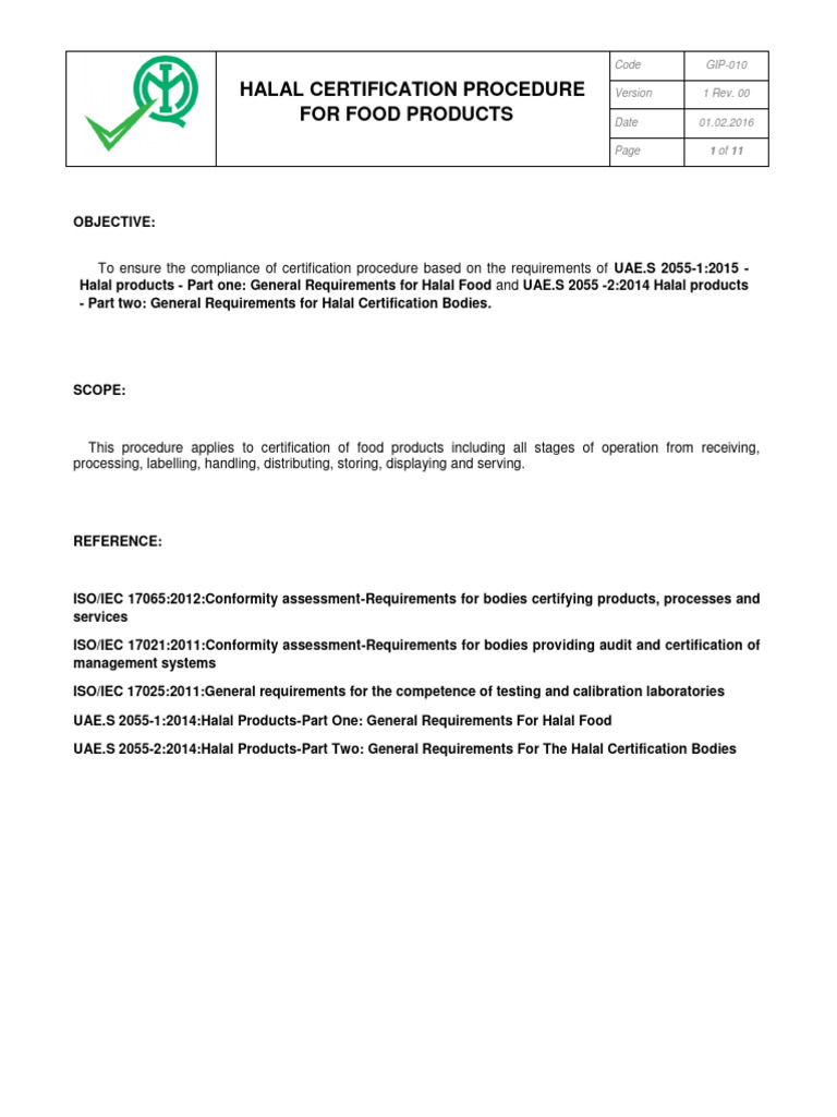 HALAL Certification Procedure For Food Products 1683256340 | PDF | Audit | Certification