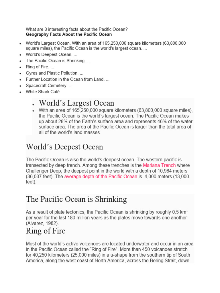 What Are 3 Interesting Facts About The Pacific Ocean | PDF | Nature ...
