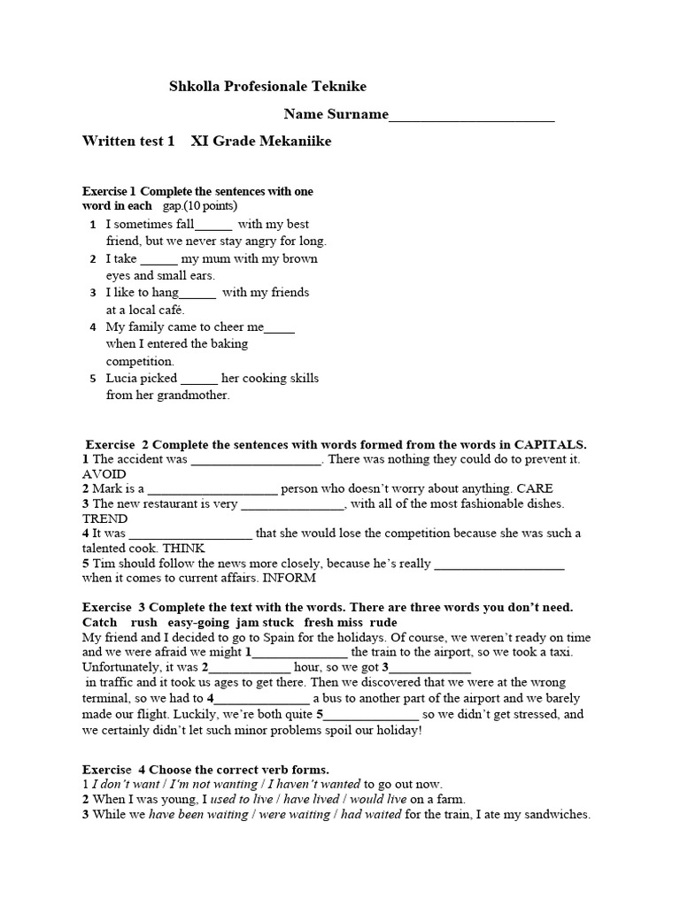 Written Test 1 Focus 3 | PDF