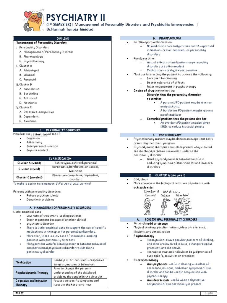 Management of PD and Psychiatric - Emergencies | PDF | Personality ...