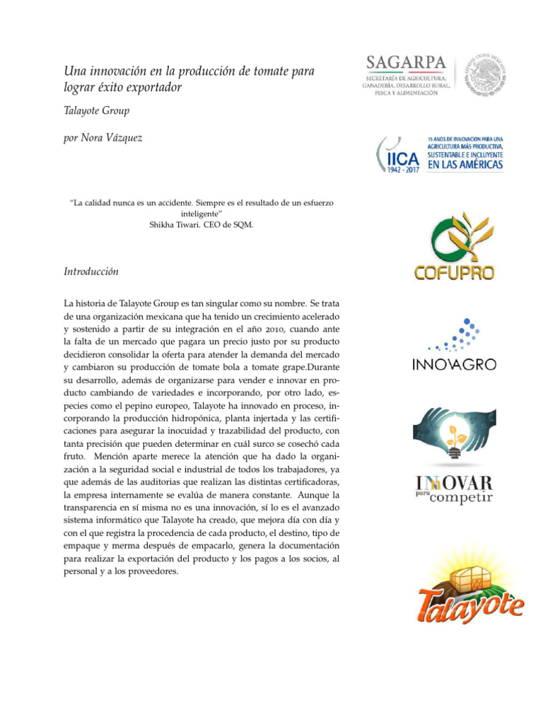 Innovación en Tomate Grape de Talayote | PDF | Hidroponia | Agricultura