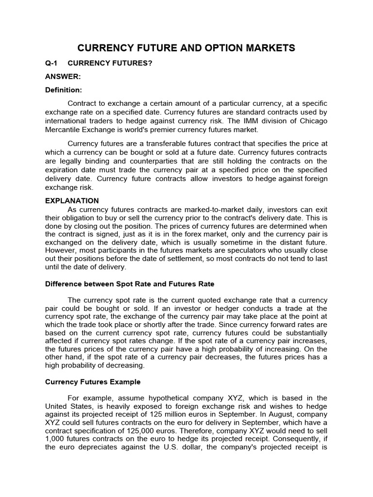 4-Currency Future and Option Markets | PDF | Futures Contract | Option ...