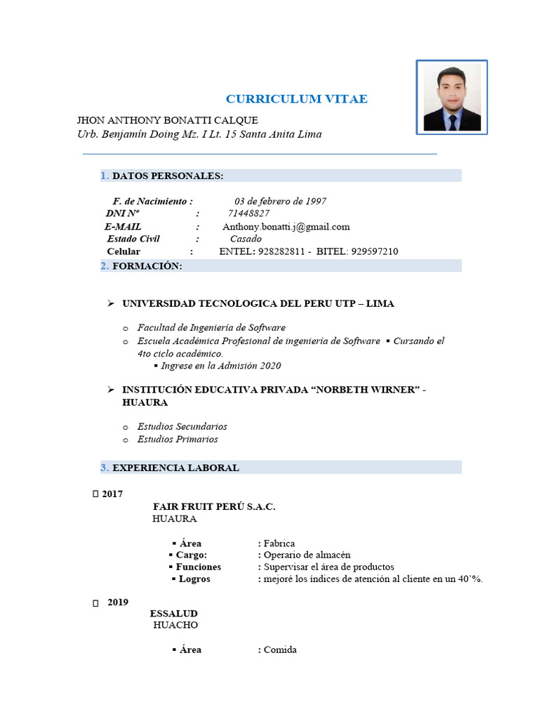 Cv de Anthony | PDF | Informática