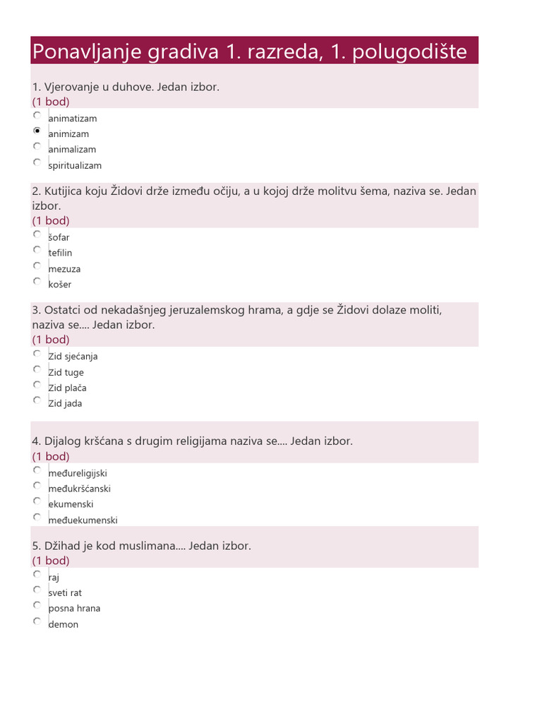 10 - Ponavljanje Gradiva - Religije | PDF