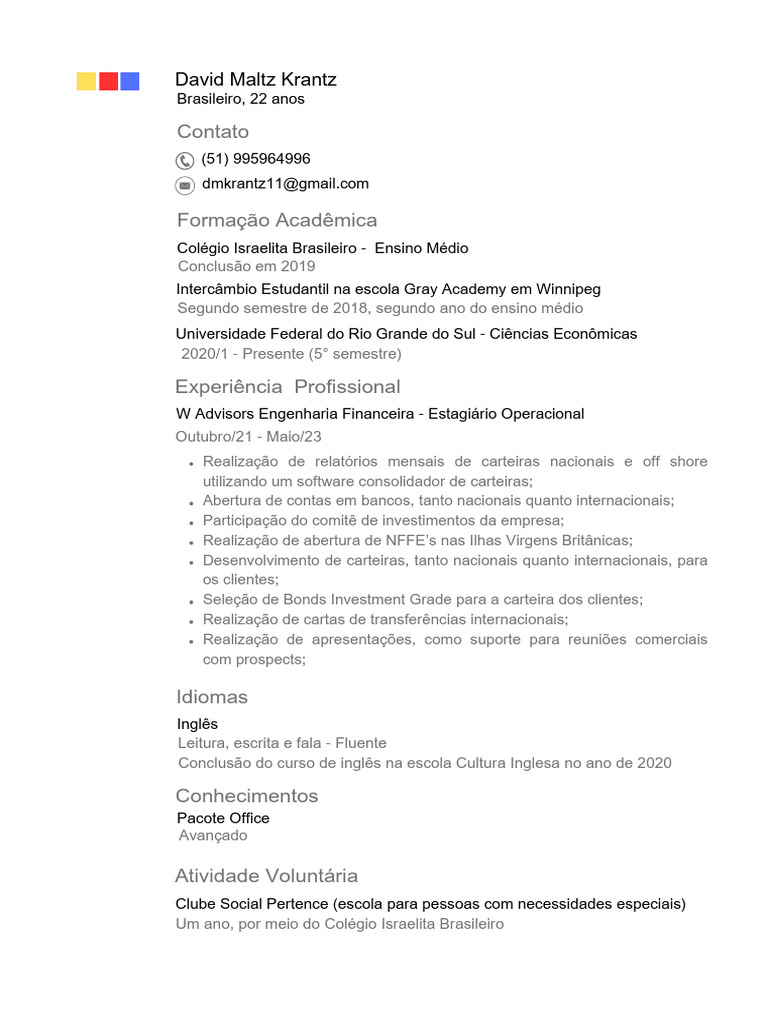 Currículo - David Maltz Krantz - 2023 | PDF