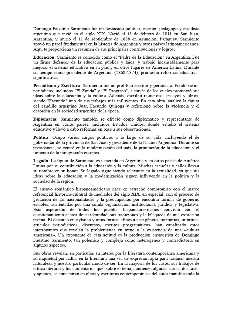 Trabajo Practico de Literatura Facundo | PDF