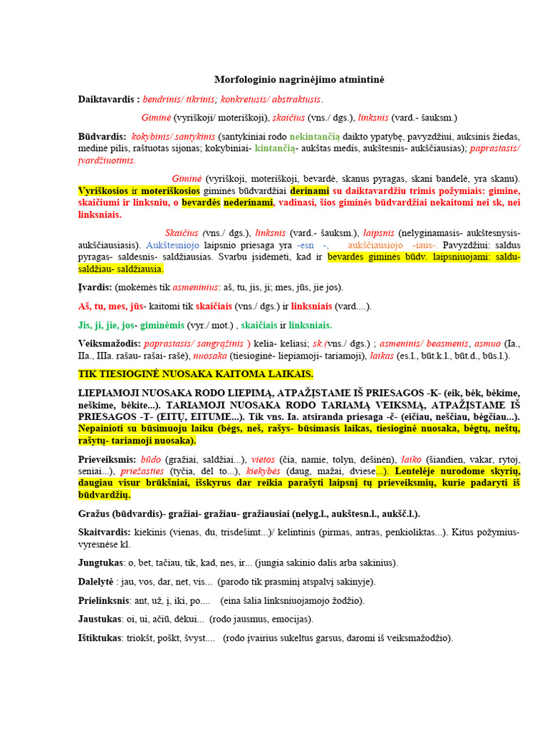 Morfologinio Nagrinejimo Atmintine | PDF
