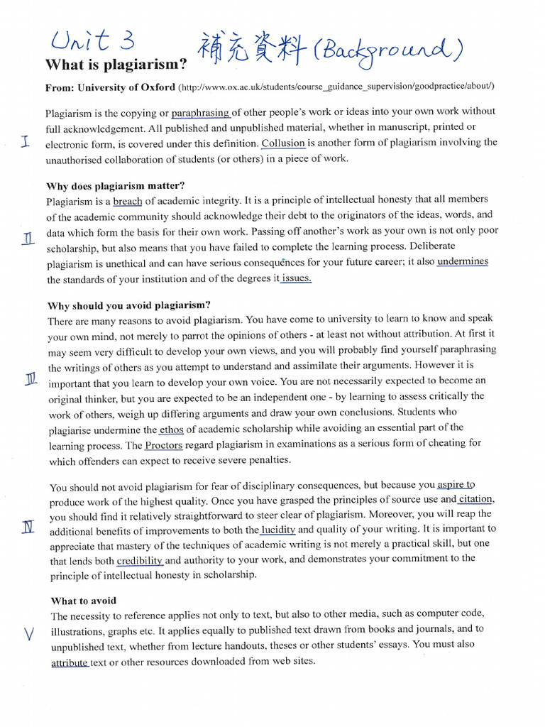 Unit 3 - (Background) Plagiarism | PDF