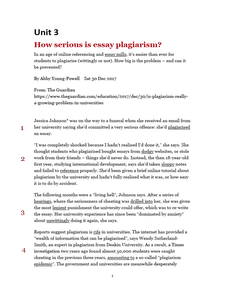 Unit 3 - How Serious Is Essay Plagiarism | PDF | Plagiarism