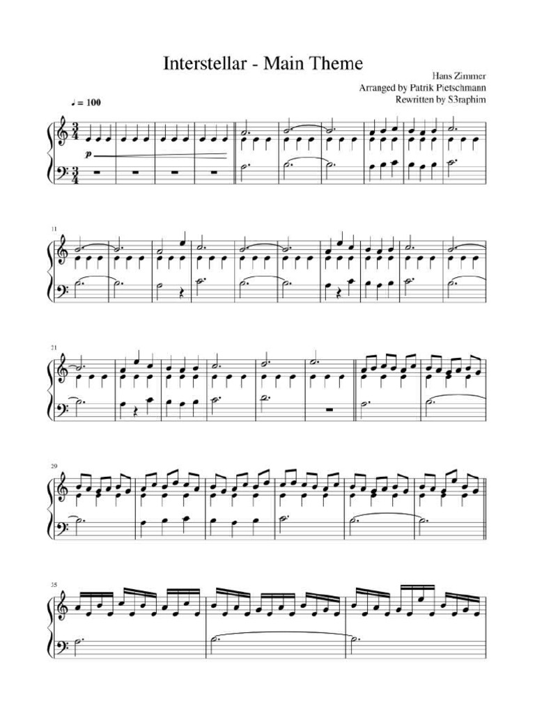 Interstellar-Main Theme | PDF