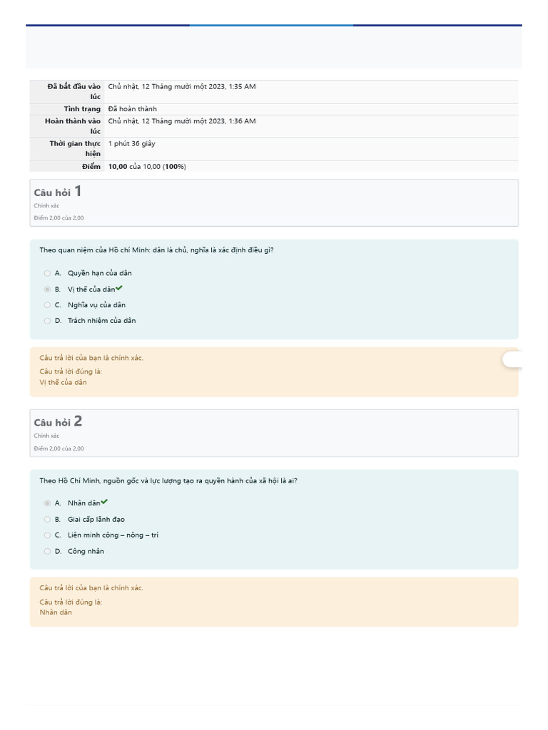 BÀI TẬP KẾT THÚC CHƯƠNG 4 - Attempt review | PDF
