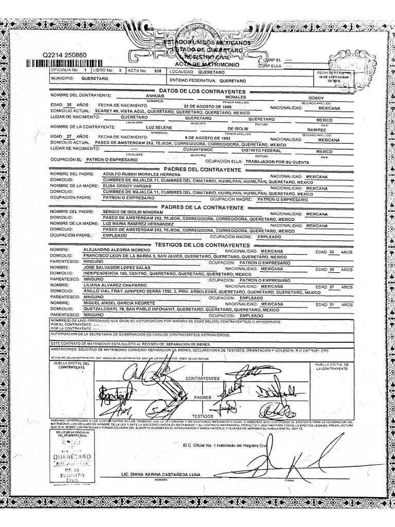 Acta de Matrimonio | PDF