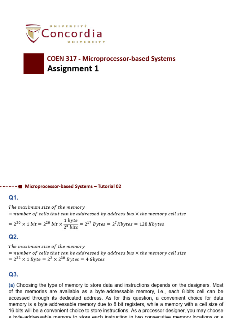 Coen317 Assignment 1 Solution | PDF | Computer Architecture | Computer Data