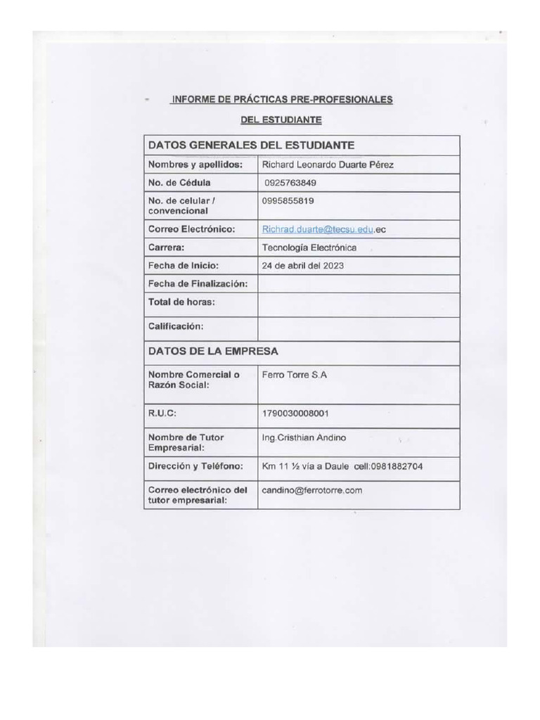 Informe de Las Practicas PPP | PDF