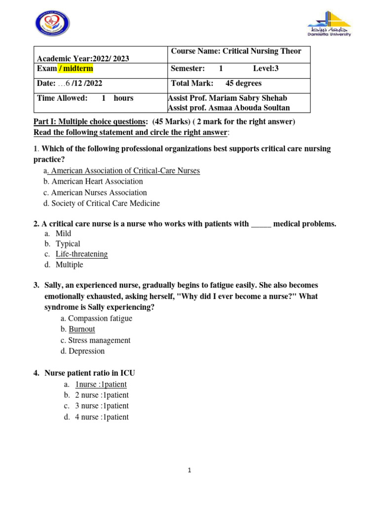 Critical Exam 2023 | PDF | Thrombosis | Vein