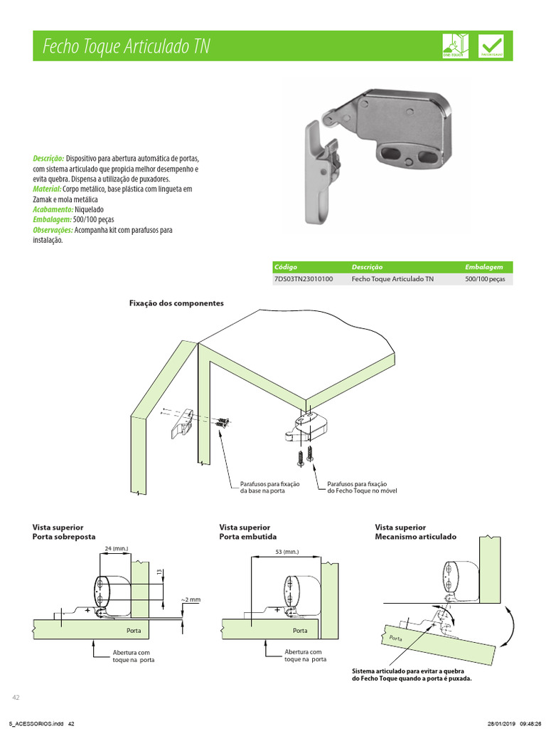 Fecho Toque Articulado TN | PDF | Parafuso | Equipamento