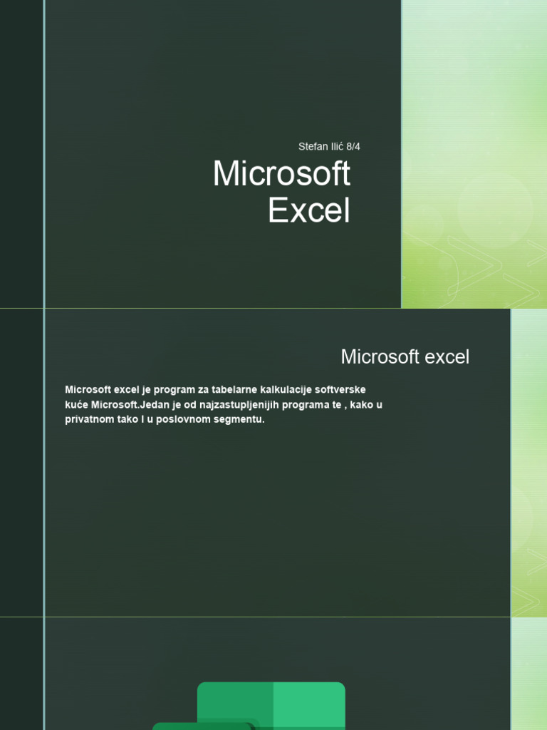 Excel Prezentacija Stefan Ililć VIII4 | PDF
