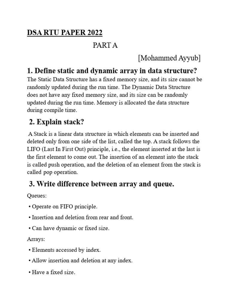 DSA RTU 2022 Paper | PDF | Queue (Abstract Data Type) | Information ... DSA RTU 2022 Paper | PDF | Queue (Abstract Data Type) | Information ...