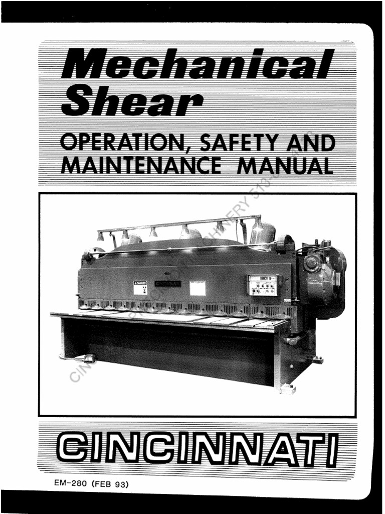 CINCINNATI MECHANICAL SHEAR MANUAL - Watermark | PDF