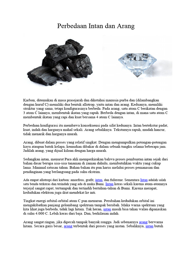 Perbedaan Intan dan Arang: Struktur dan Nilai | PDF | Ilmu Sosial ...