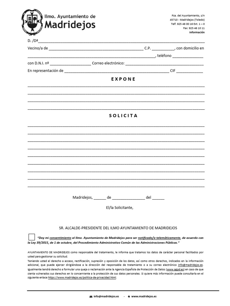 Modelo Solicitud de Instancia General | Descargar gratis PDF | Gobierno