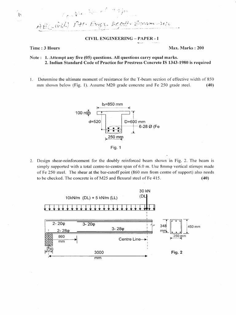 AE Civil Paper I | PDF | Reinforced Concrete | Real Estate