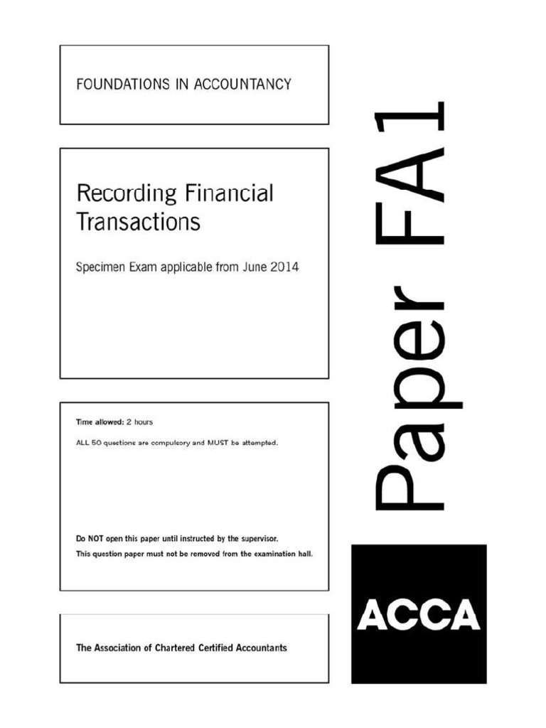 FA1 Specimen Exam With Answers | PDF