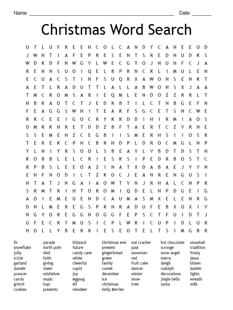 Christmas Word Search Puzzle | PDF | Santa Claus's Reindeer | Christmas