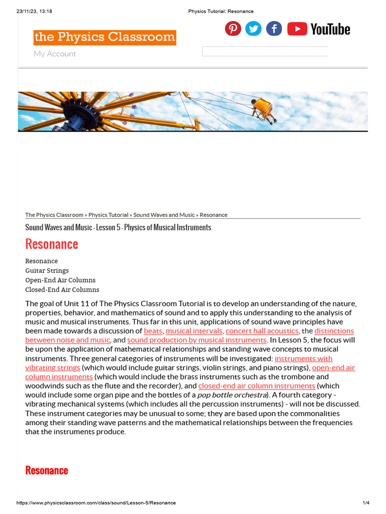 Physics Tutorial_ Resonance | PDF | String Instruments | Resonance
