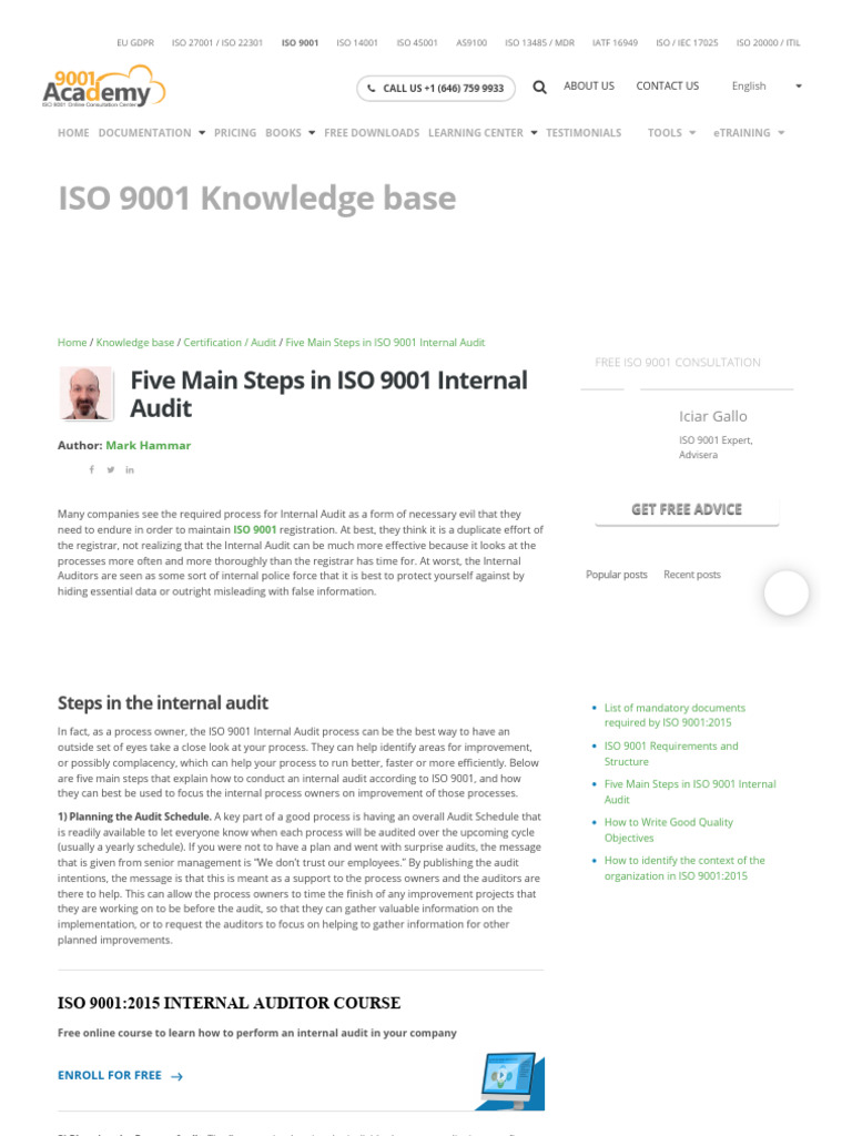 ISO 9001 Internal Audit - 5 Main Steps To Make It More Effective | PDF ...