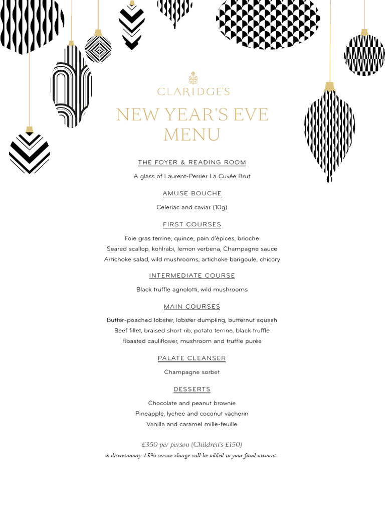 Claridges Christmas Menus 2023 New Years Eve Menu | PDF