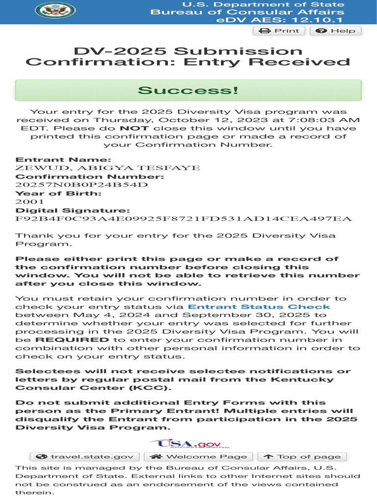 Electronic Diversity Visa Program | PDF