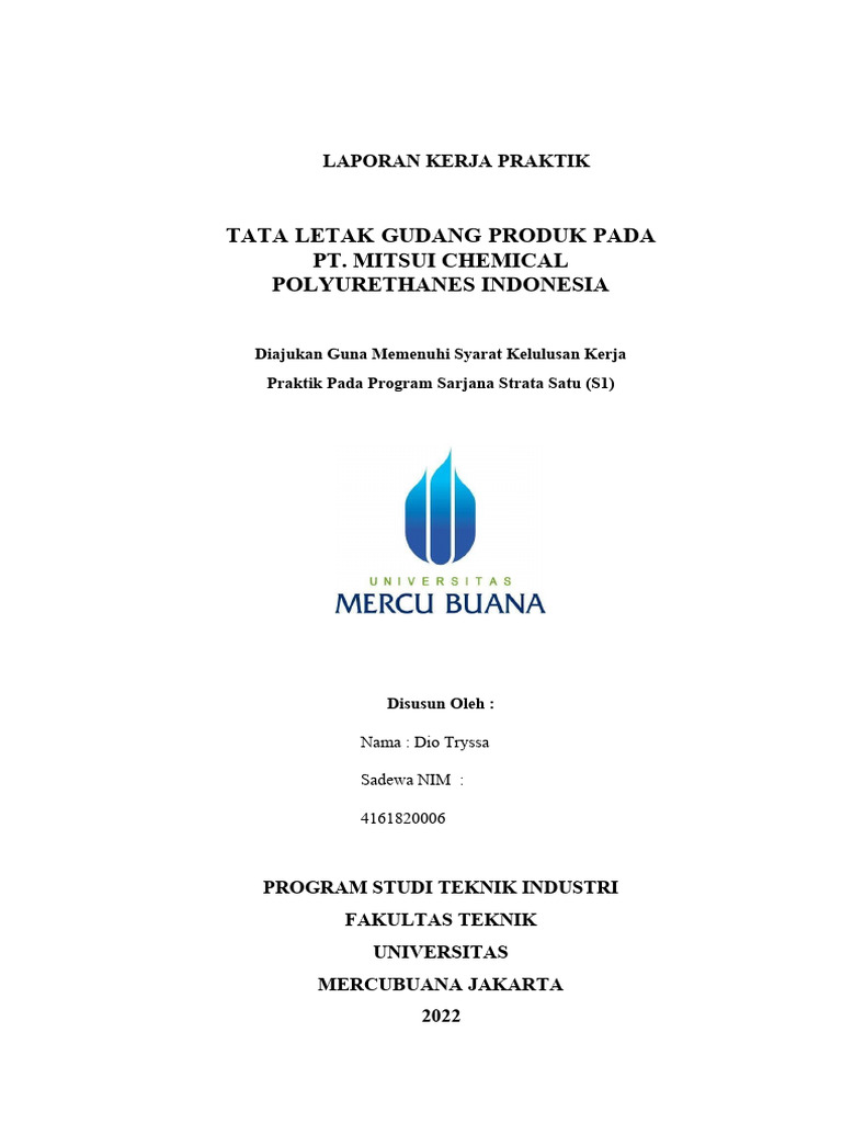 Tata Letak Gudang di Mitsui Chemicals | PDF