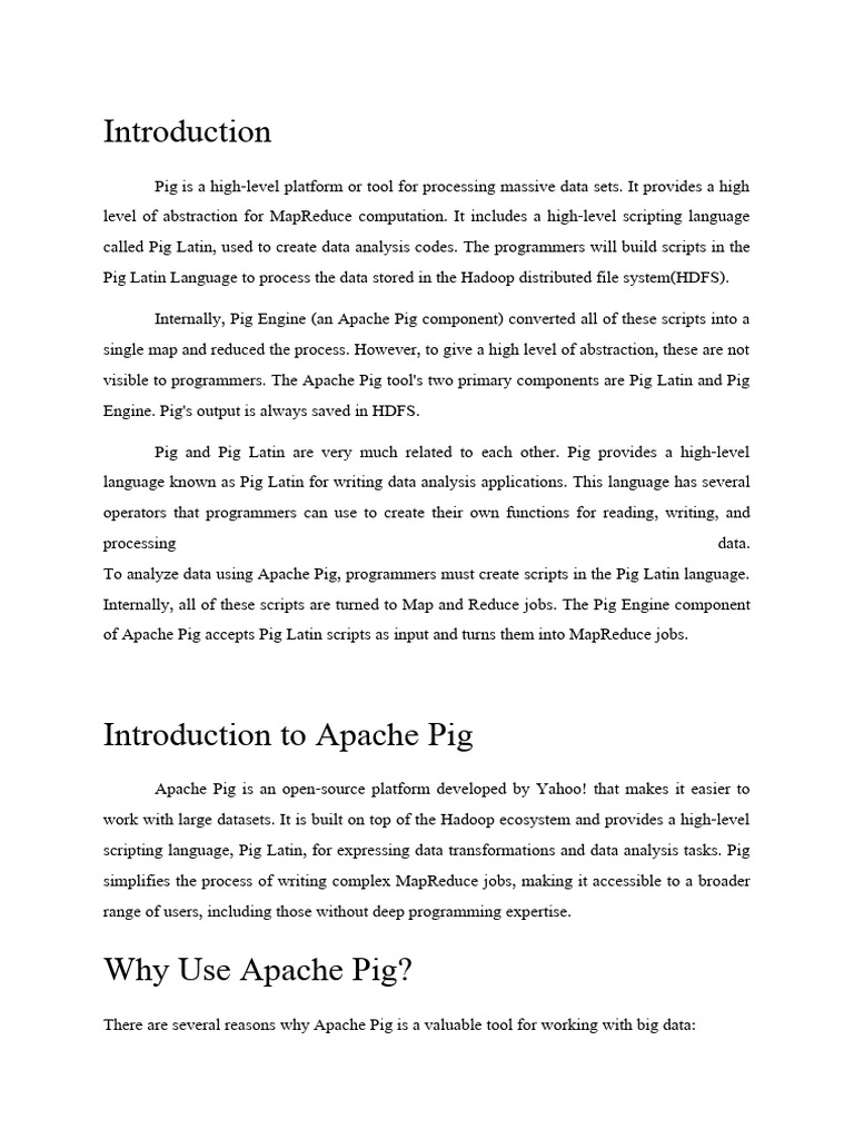 Pig and Pig Latin | PDF | Apache Hadoop | Map Reduce