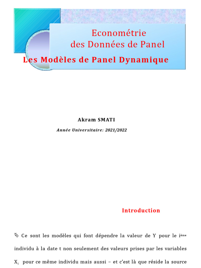Le Panel Dynamique | PDF | Estimateur (statistique)