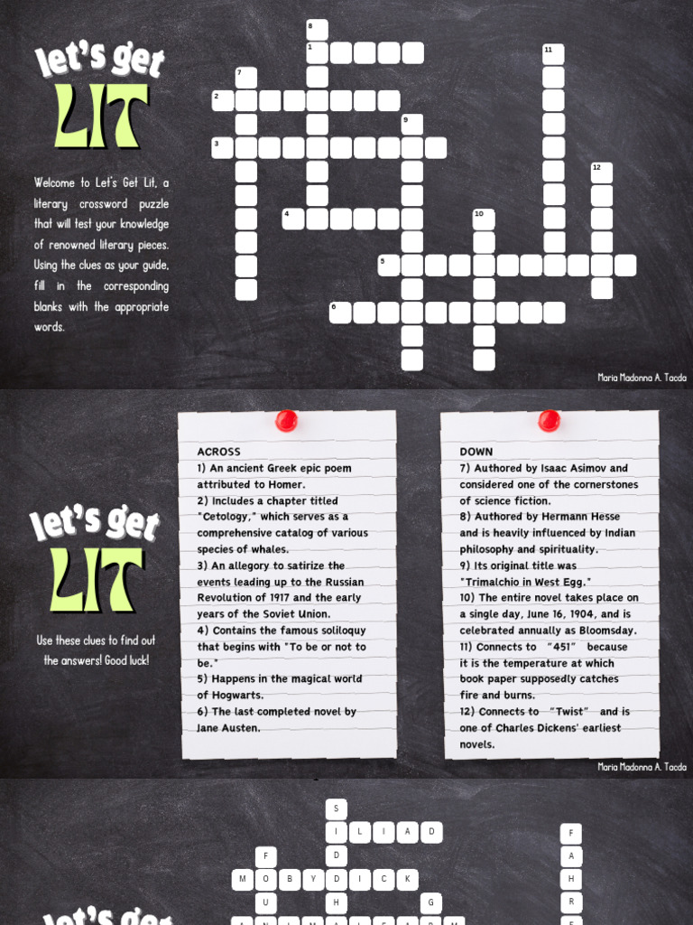 Literary Crossword Puzzle Challenge | PDF