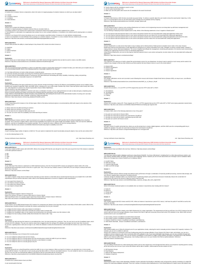 AWS Solution Architect Associate Dump2 | PDF | Amazon Web Services | Databases