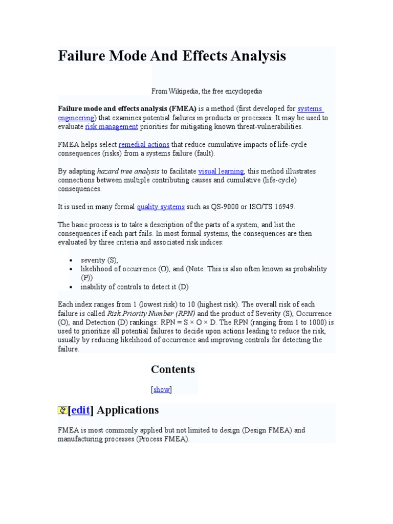 Failure Mode and Effects Analysis | Systems Engineering | Systems Science