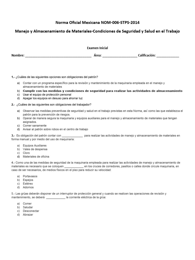 Evaluación Nom-006 | PDF