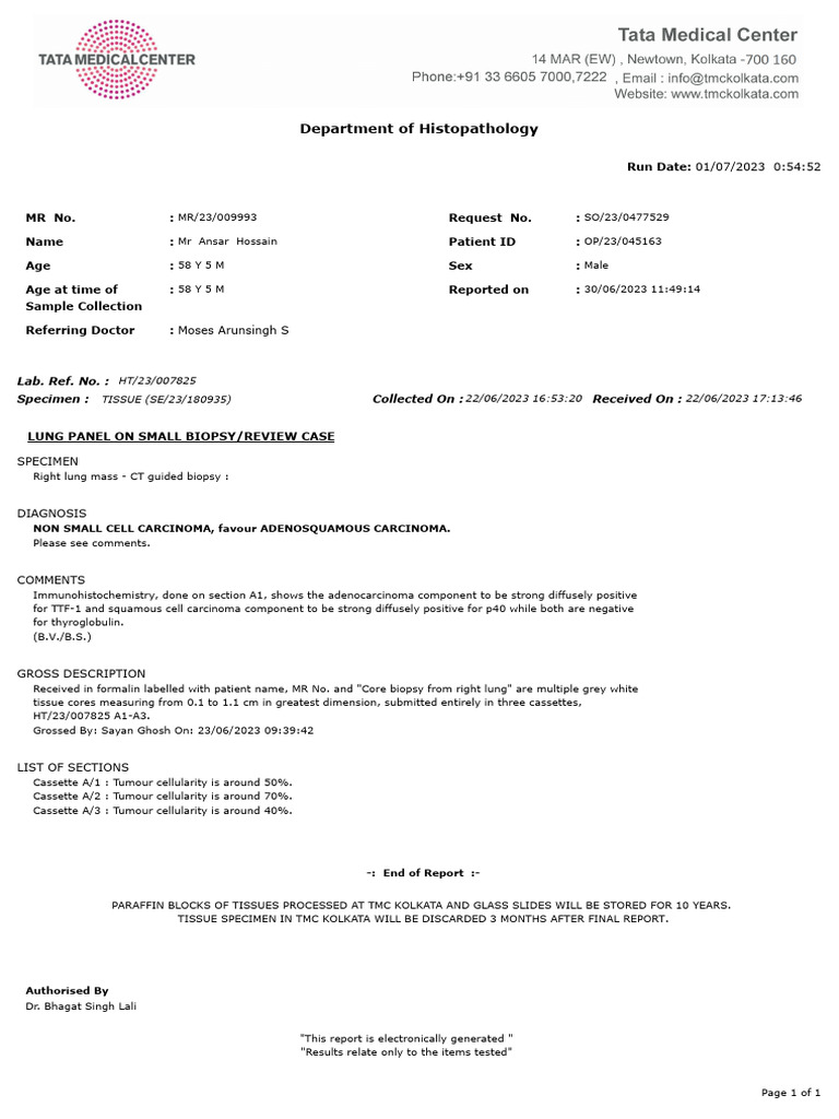 MR - 23 - 009993$histopathology$lung Panel On Small Biopsy-Review Case ...