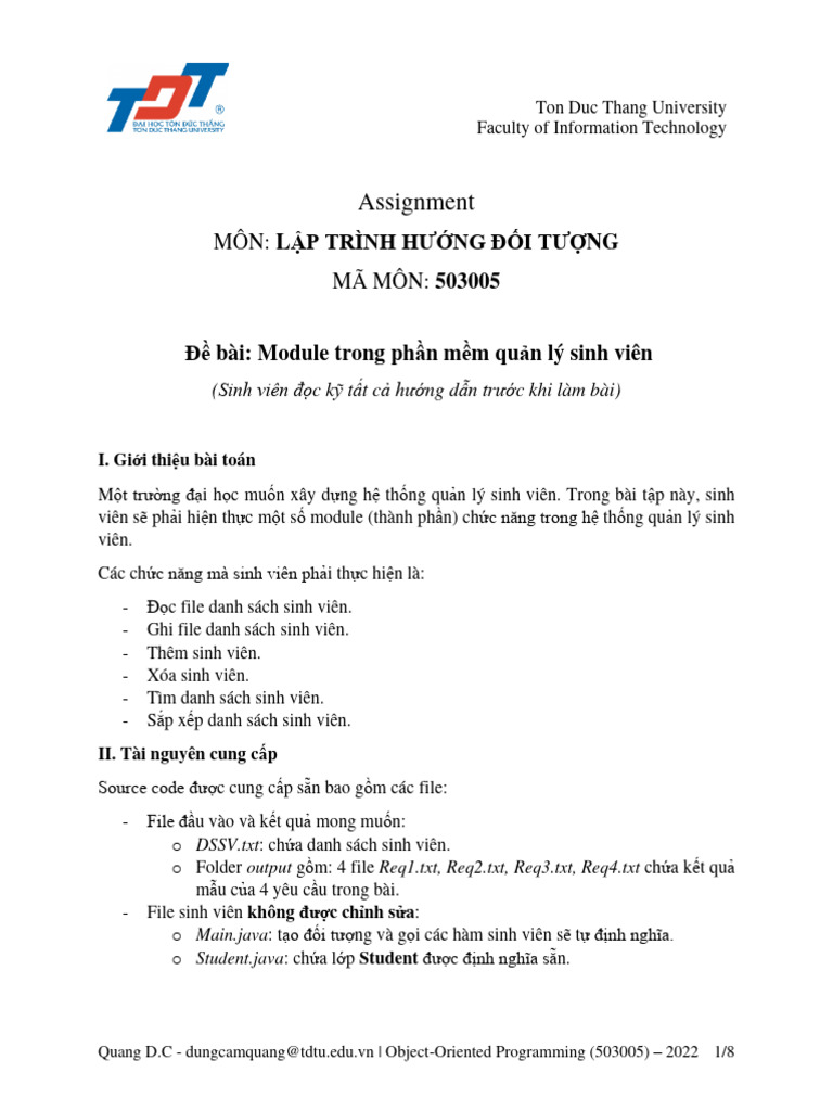 Assignment OOP 2022 | PDF Assignment OOP 2022 | PDF