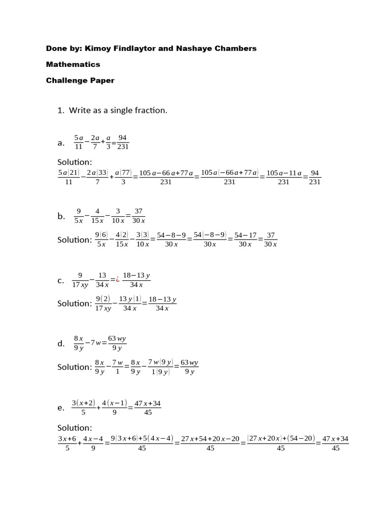 Mathematics Challenge Paper | PDF | Mathematics | Algebra
