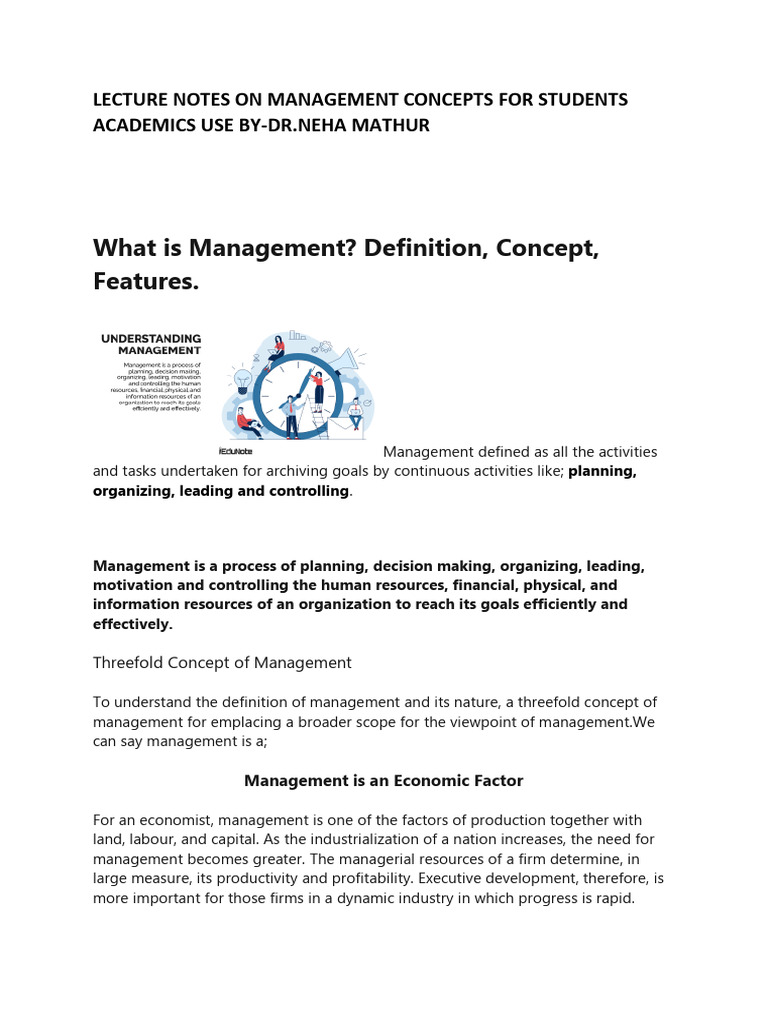 Threefold Concept of Management Explained | PDF | Human Resources | Goal