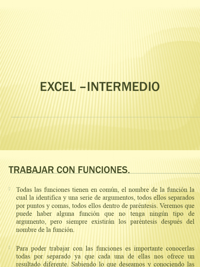 Excel Intermedio | PDF | Microsoft Excel | Función (Matemáticas)