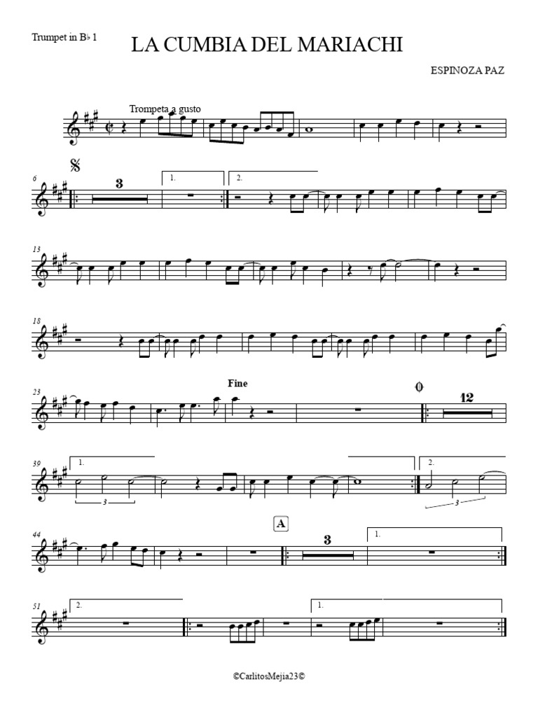 LA CUMBIA DEL MARIACHI - Trumpet in Bb 1 | PDF