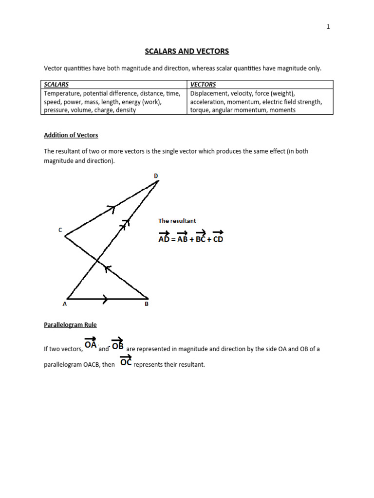 Scalars and Vectors | PDF